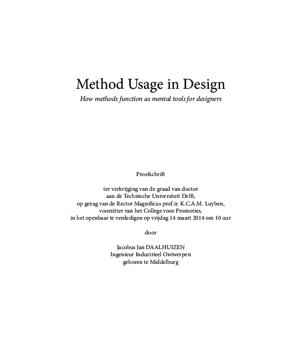 (PDF) Method Usage in Design : How methods function as mental tools for ...