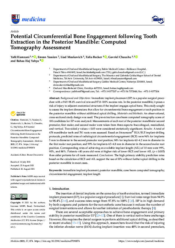 (PDF) Potential Circumferential Bone Engagement following Tooth ...