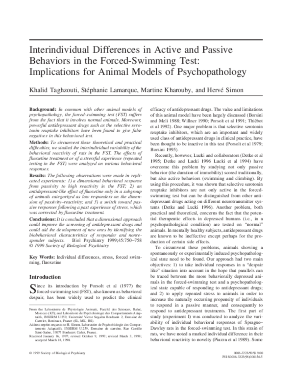 (PDF) Interindividual differences in active and passive behaviors in ...