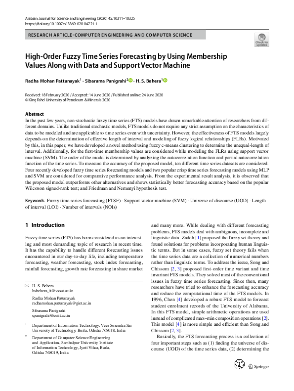 Pdf High Order Fuzzy Time Series Forecasting By Using Membership Values Along With Data And