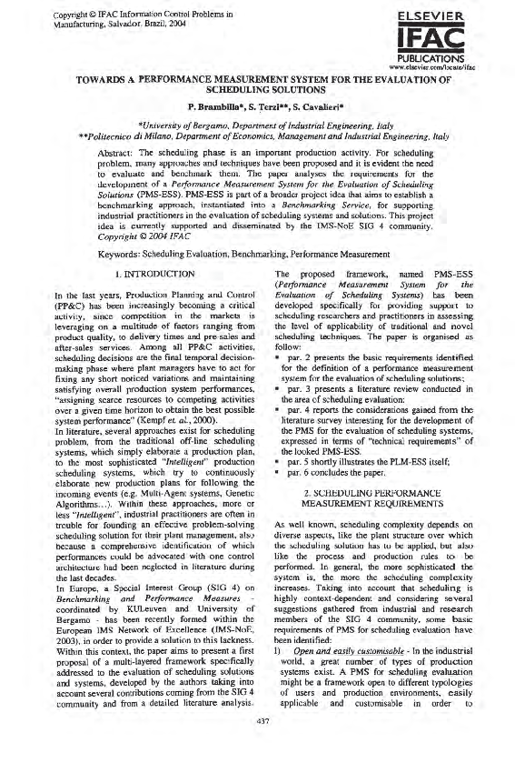 (PDF) Towards a Performance Measurement System for the Evaluation of Scheduling Solutions