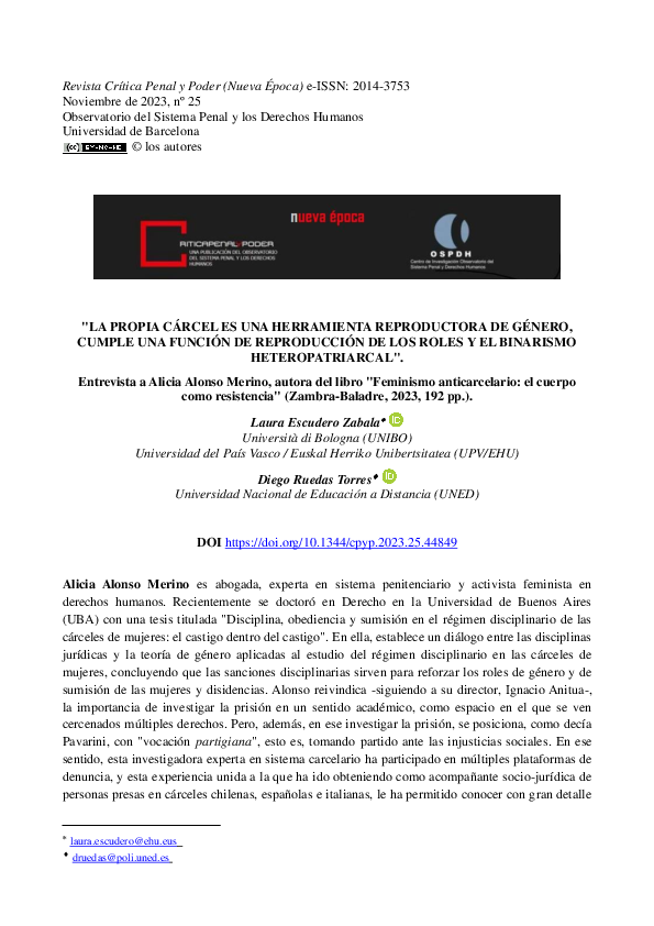 (PDF) La propia cárcel es una herramienta reproductora de género ...