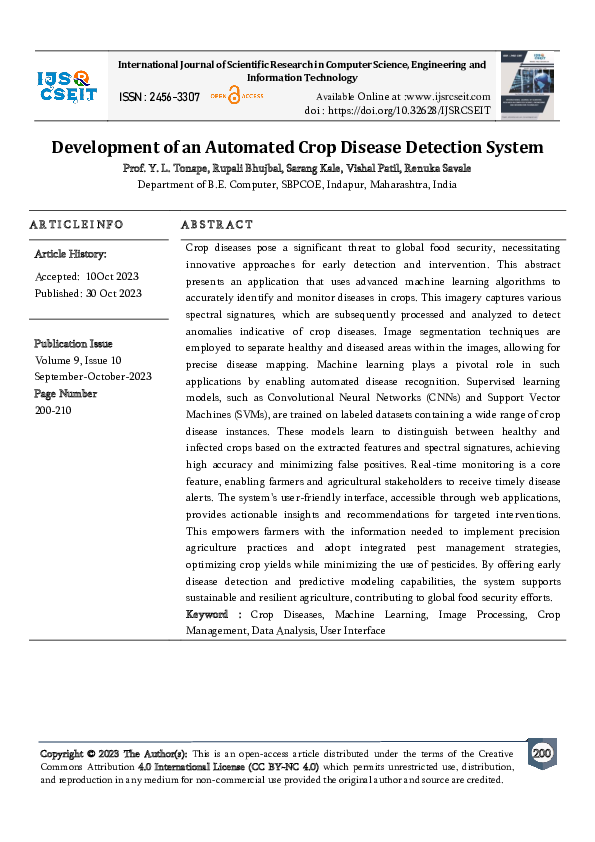 (PDF) Development of an Automated Crop Disease Detection System (PDF) Development of an Automated Crop Disease Detection System