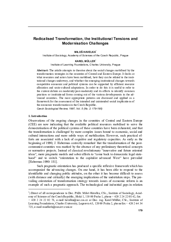 (PDF) Radicalised Transformation, the Institutional Tensions and ...