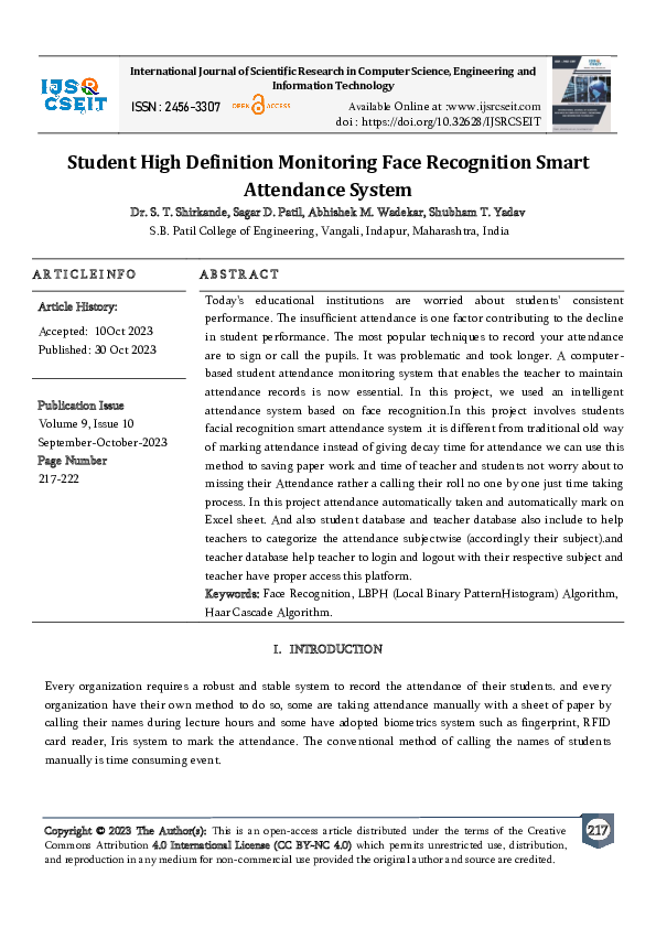 (PDF) Student High Definition Monitoring Face Recognition Smart ...