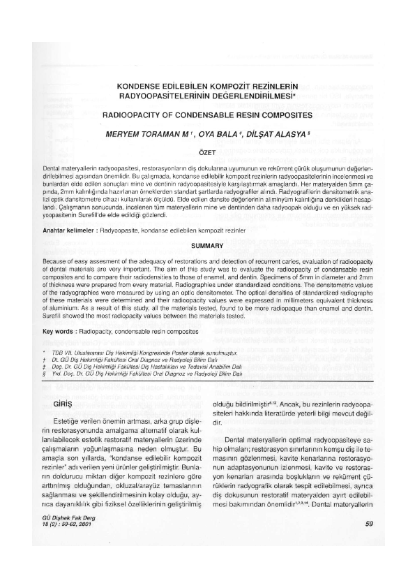(PDF) Radioopacity of condensable resin composites