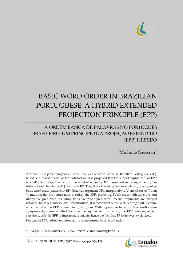(PDF) Basic Word Order in Brazilian Portuguese: A Hybrid Extended ...