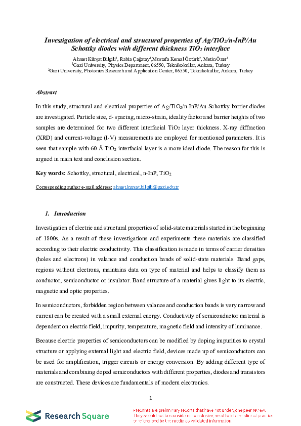 (PDF) Investigation of Electrical and Structural Properties of Ag/TiO2 ...