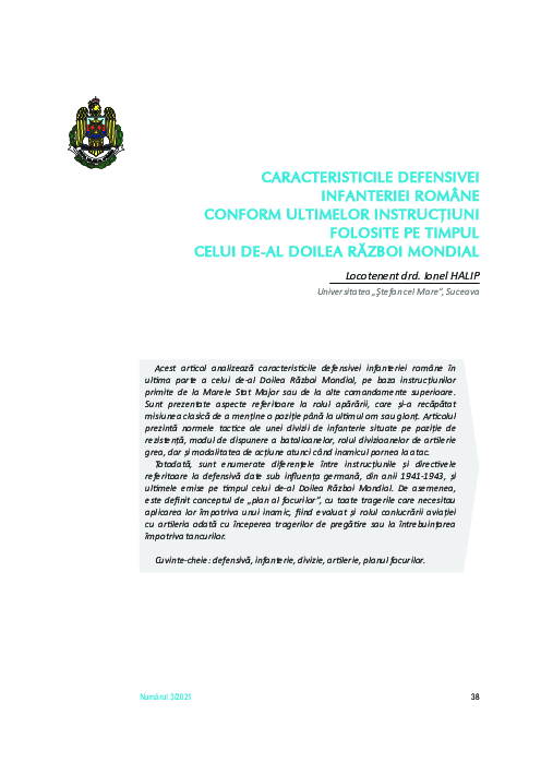 (PDF) The Characteristics of the Romanian Infantry Defence According to ...