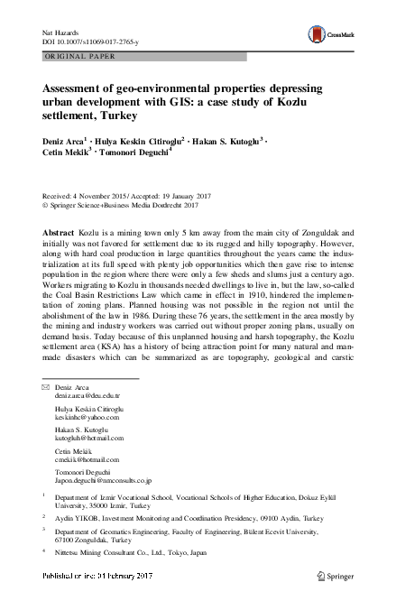 (PDF) Assessment of geo-environmental properties depressing urban ...