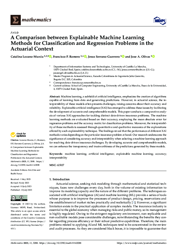 Pdf A Comparison Between Explainable Machine Learning Methods For Classification And