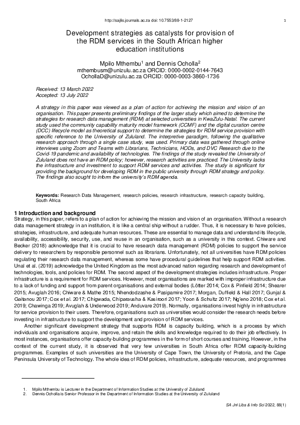 (PDF) Development strategies as catalysts for provision of the RDM ...