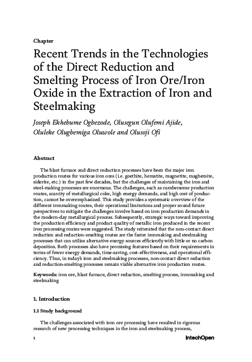 (PDF) Recent Trends in the Technologies of the Direct Reduction and ...