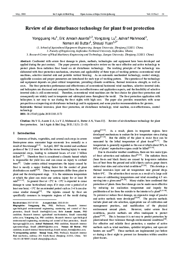 (PDF) A review of air disturbance technology for plant frost protection