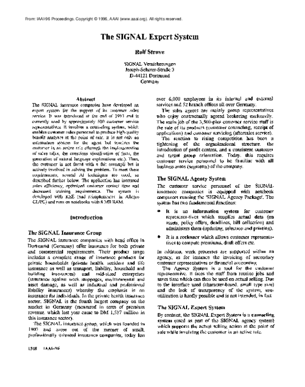 (PDF) The SIGNAL Expert System