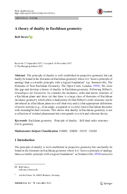 (PDF) A theory of duality in Euclidean geometry