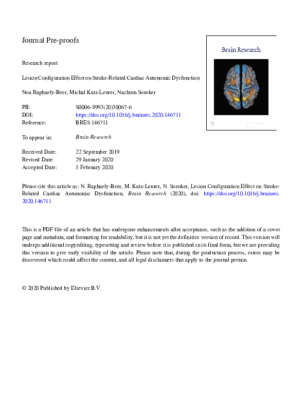 (PDF) Lesion configuration effect on stroke-related cardiac autonomic ...