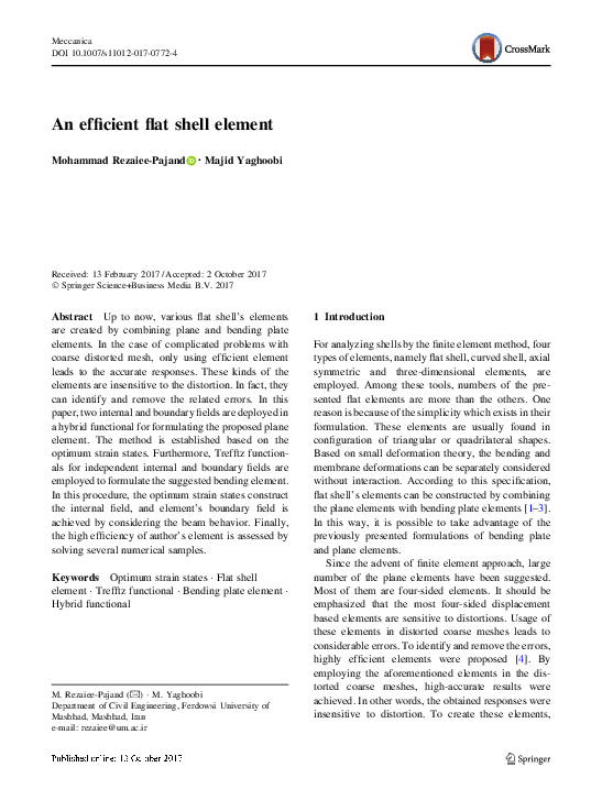 (PDF) An efficient flat shell element