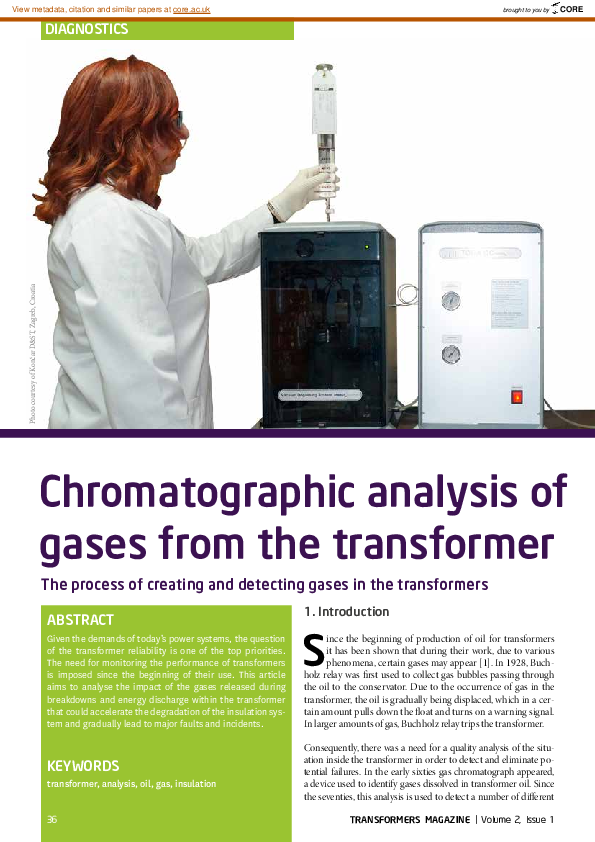 (PDF) Chromatographic analysis of gases from the transformer