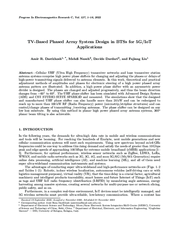 (PDF) TV-based Phased Array System Design in BTSs for 5G/IoT Applications