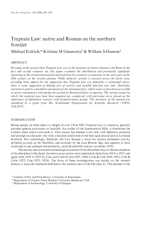 (PDF) Traprain Law: native and Roman on the northern frontier