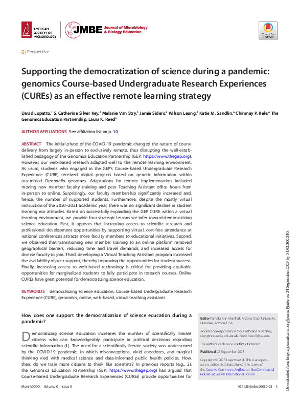 (PDF) Supporting the democratization of science during a pandemic ...