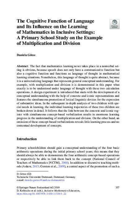 (PDF) The Cognitive Function of Language and Its Influence on the ...