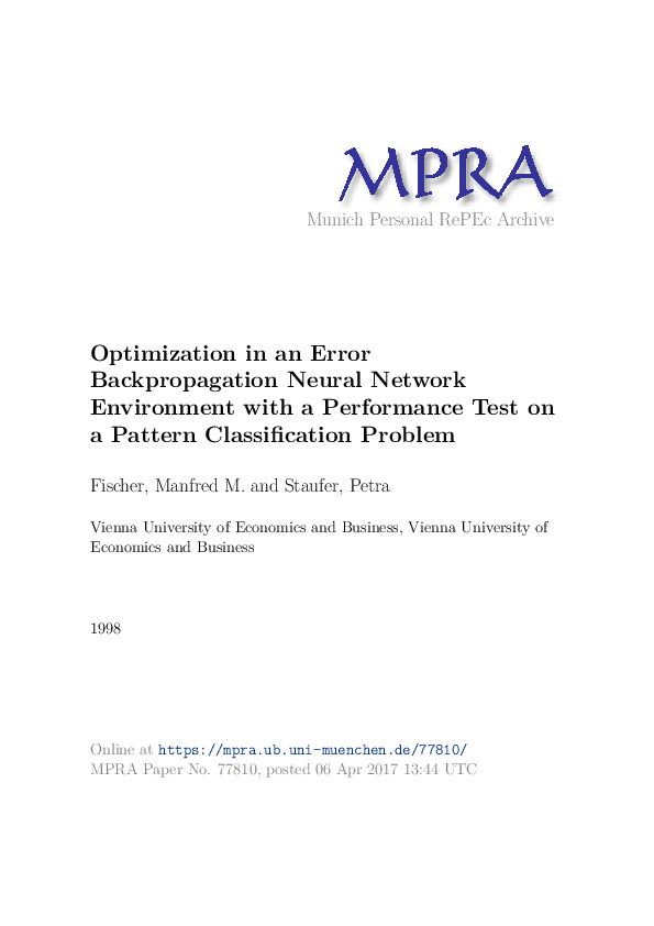 (PDF) Optimization in an Error Backpropagation NeuralNetwork Environment with a Performance ...
