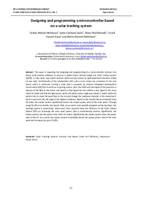 Pdf Design And Programming Of A Microcontroller Based On A Solar Tracking System