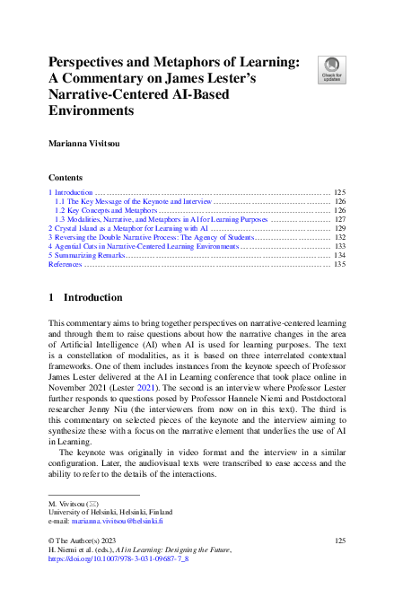 (PDF) Perspectives and Metaphors of Learning: A Commentary on James Lester’s Narrative-Centered ...