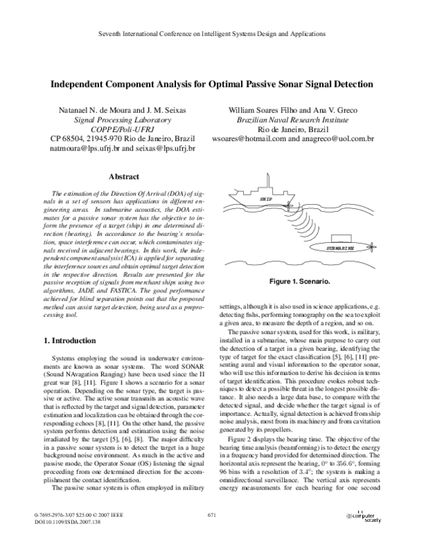 Pdf Independent Component Analysis For Optimal Passive Sonar Signal
