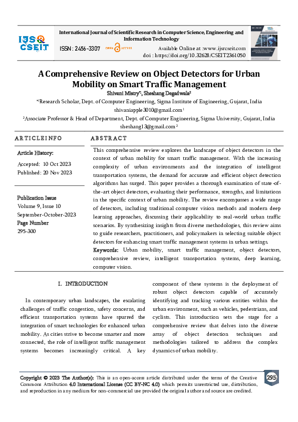 Pdf A Comprehensive Review On Object Detectors For Urban Mobility On
