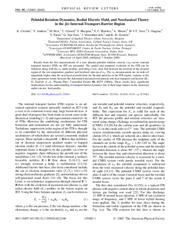 (PDF) Poloidal Rotation Dynamics, Radial Electric Field, and ...