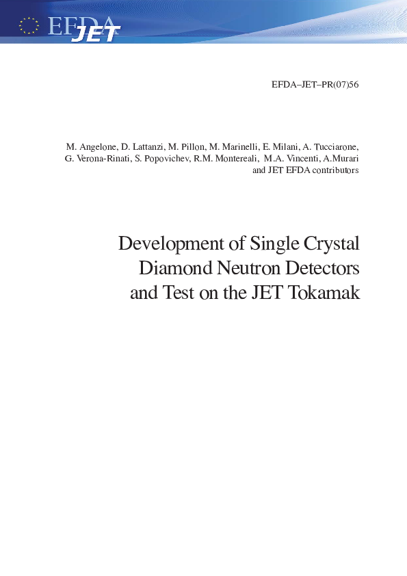 (PDF) Single Crystal Diamond Neutron Detectors at JET