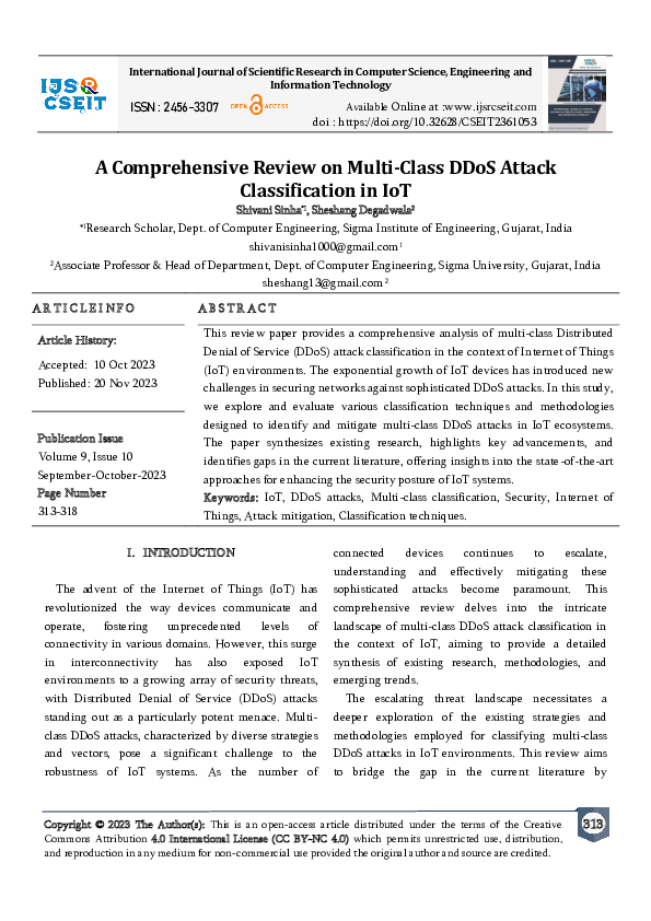 (PDF) A Comprehensive Review on Multi-Class DDoS Attack Classification in IoT