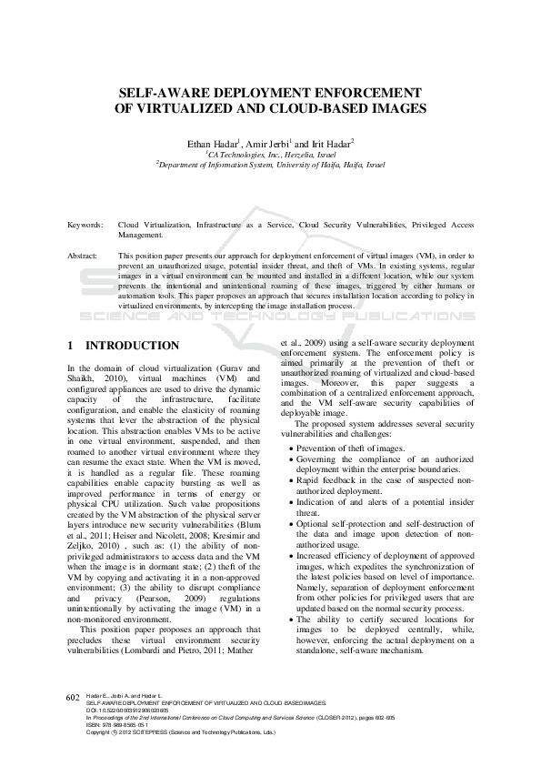 (PDF) Self-Aware Deployment Enforcement of Virtualized and Cloud-Based Images