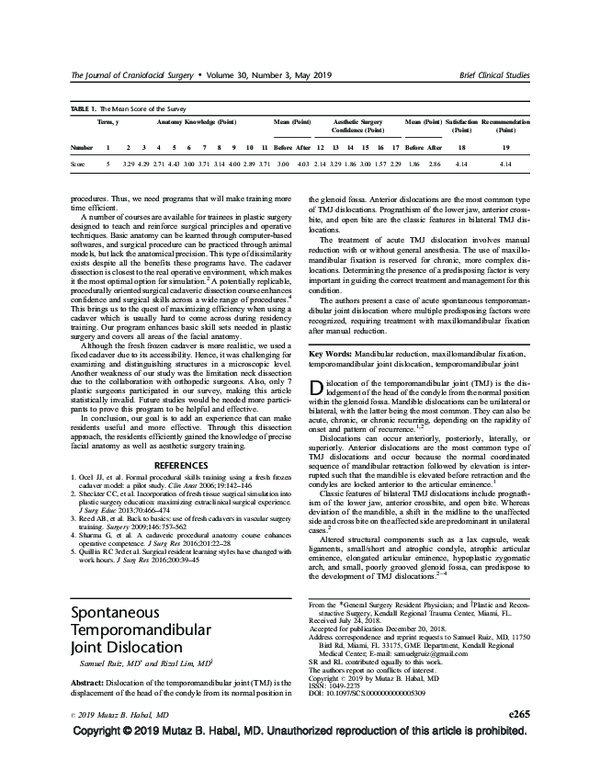 Pdf Spontaneous Temporomandibular Joint Dislocation