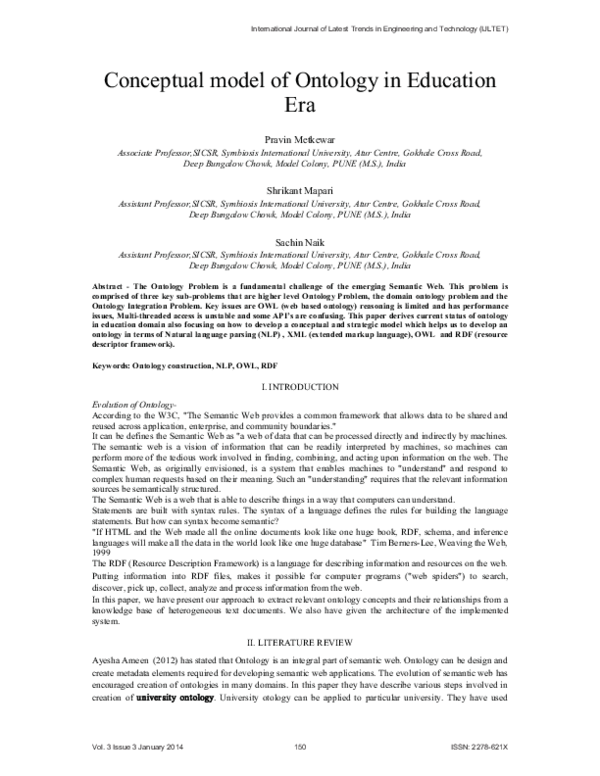 (PDF) Conceptual model of Ontology in Education Era | Shrikant Mapari - Academia.edu