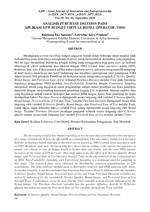 (PDF) Analisis Purchase Decision Pada Aplikasi Low Budget Virtual Hotel ...