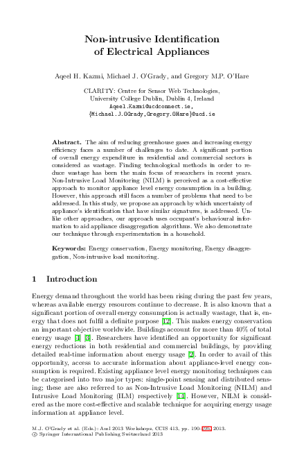(PDF) Non-intrusive Identification of Electrical Appliances
