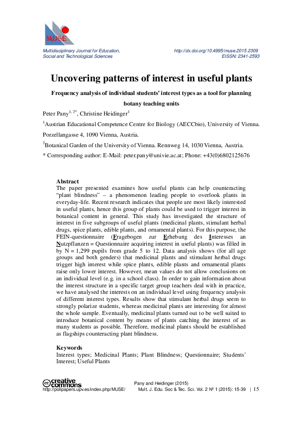 (PDF) Uncovering patterns of interest in useful plants. Frequency analysis of individual ...