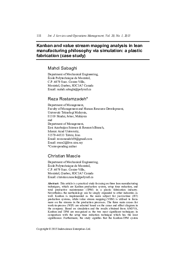 (PDF) Kanban and value stream mapping analysis in lean manufacturing ...
