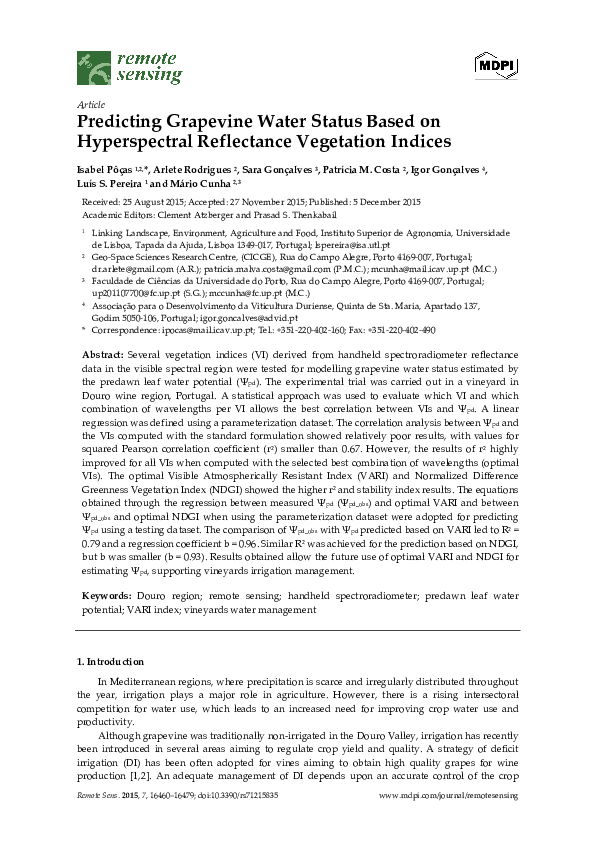 (PDF) Predicting Grapevine Water Status Based on Hyperspectral Reflectance Vegetation Indices ...