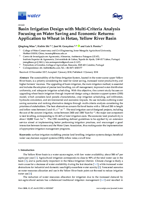 (PDF) Basin Irrigation Design with Multi-Criteria Analysis Focusing on ...