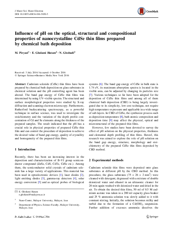 (PDF) Influence of pH on the optical, structural and compositional ...