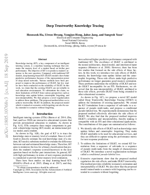 (PDF) Deep Trustworthy Knowledge Tracing