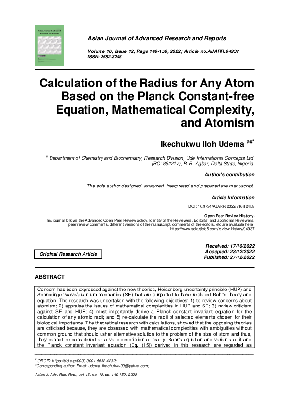 (PDF) Calculation of the Radius for Any Atom Based on the Planck ...