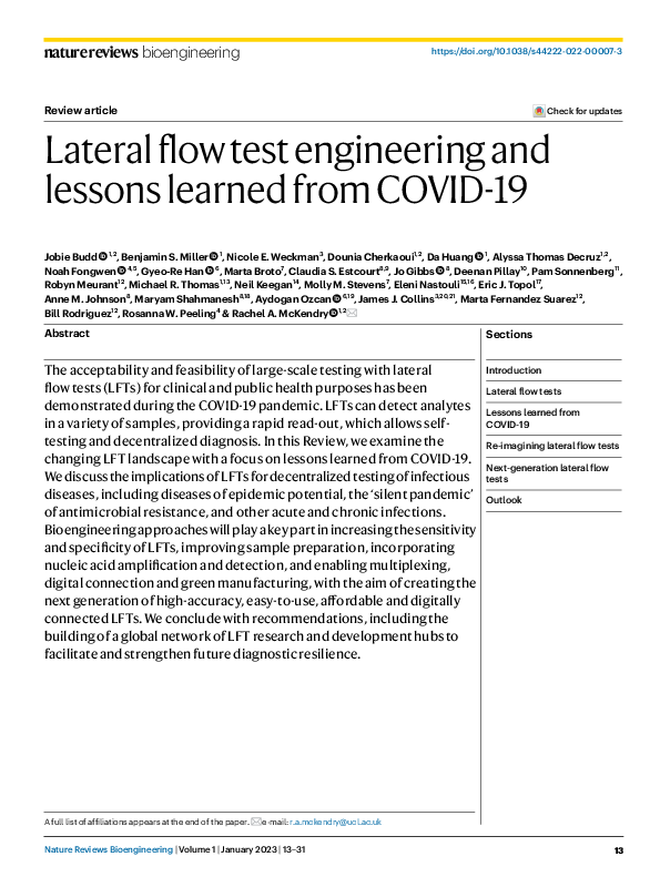 (PDF) Lateral flow test engineering and lessons learned from COVID-19 ...