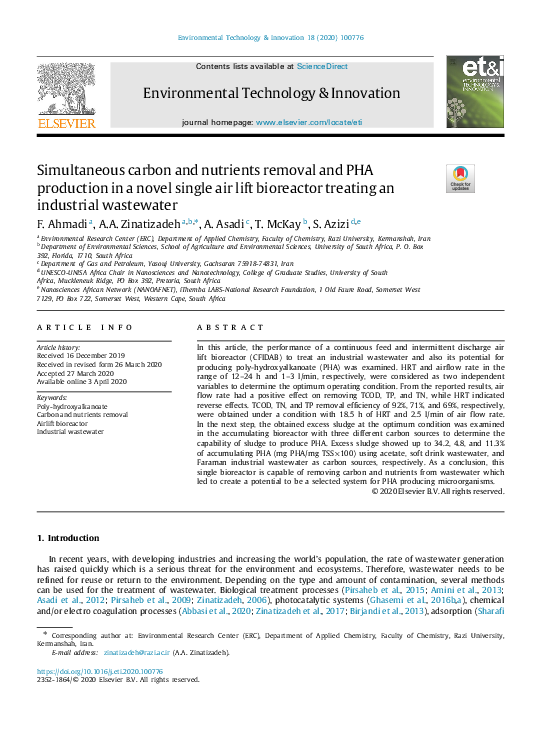 (PDF) Simultaneous carbon and nutrients removal and PHA production in a ...