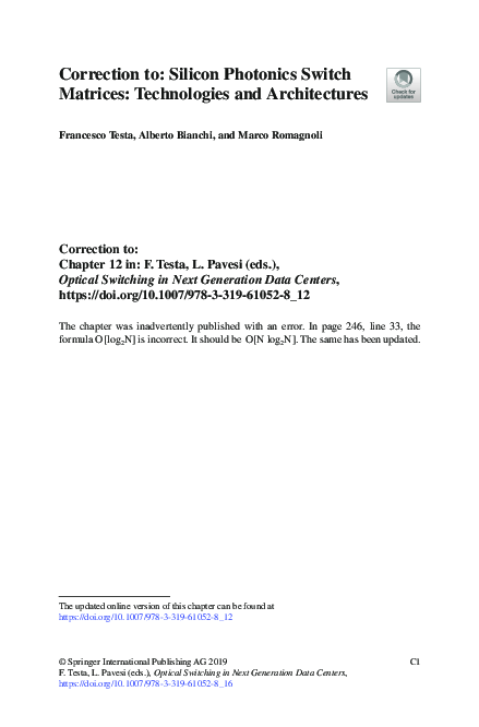 (PDF) Correction to: Silicon Photonics Switch Matrices: Technologies ...